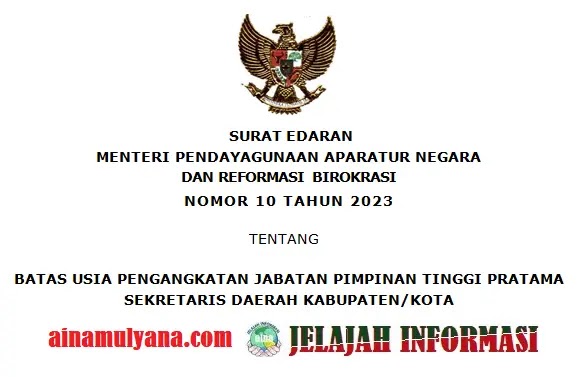 SURAT EDARAN MENPAN RB NOMOR 10 TAHUN 2023 TENTANG BATAS USIA ... SURAT EDARAN MENPAN RB NOMOR 10 TAHUN 2023 TENTANG BATAS USIA ...